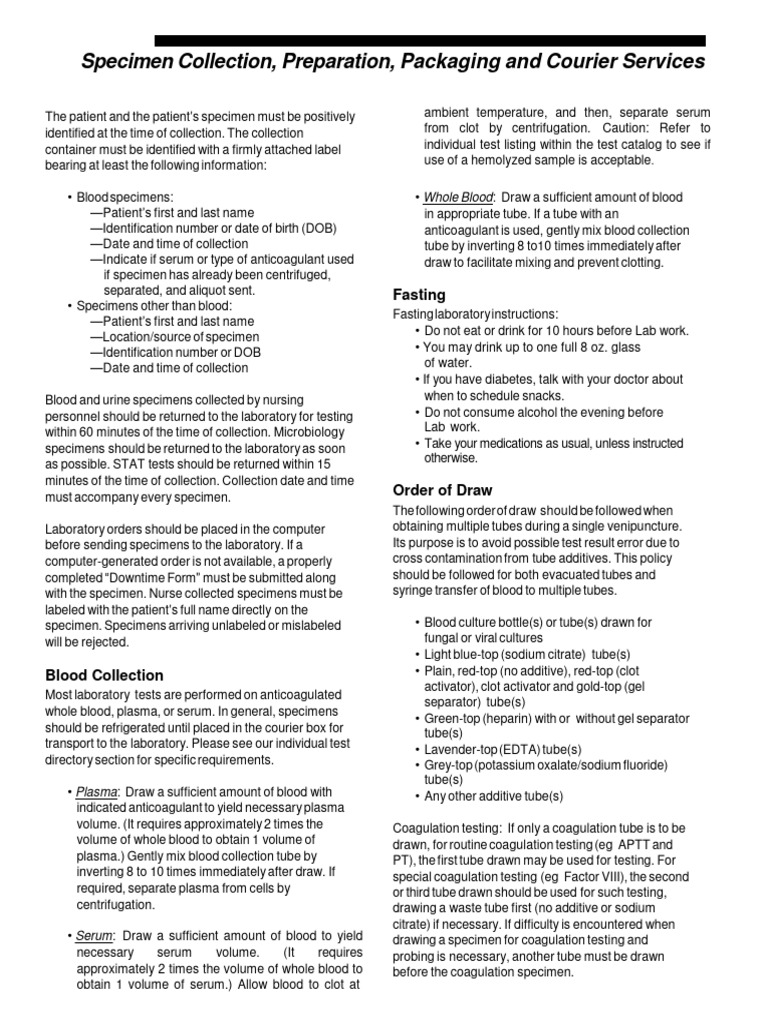 6e98756 Specimen Collection Preparation Packaging and Courier Services ...