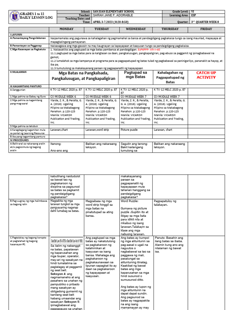 DLL - Esp 6 - Q3 - W8 | PDF