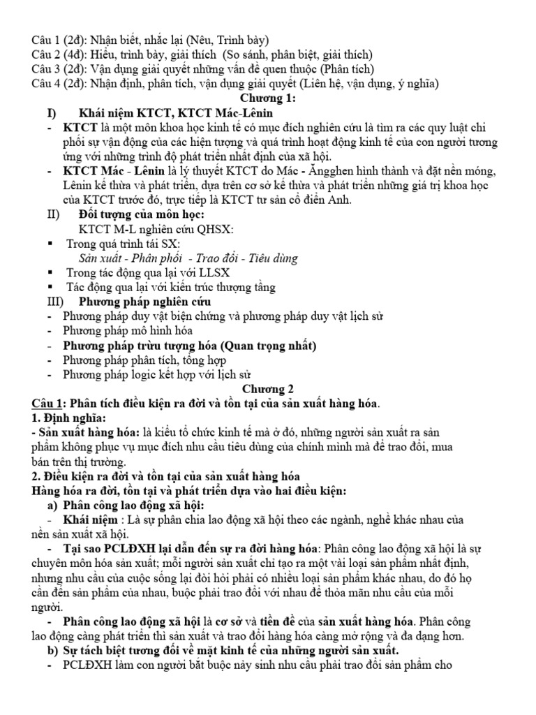 Đề Cương KTCT Mác-Lênin | PDF