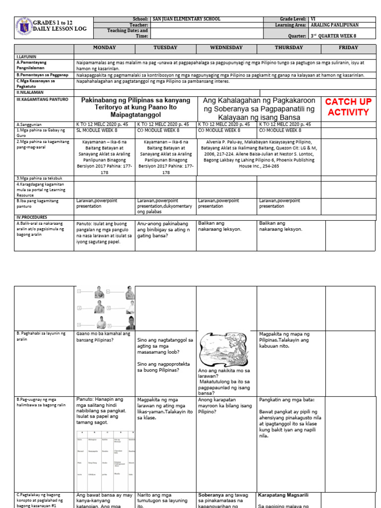 DLL - Araling Panlipunan 6 - Q3 - W8 | PDF