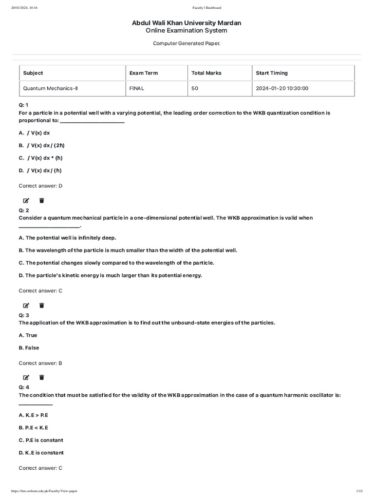 Final Paper Quantum Mechanics | PDF | Quantum Mechanics | Physical Sciences