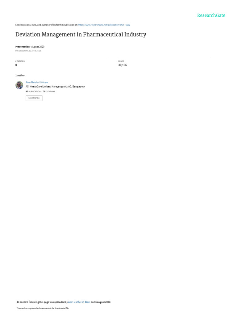 Deviation Managementin Pharmaceutical Industry | PDF | Tablet (Pharmacy ...