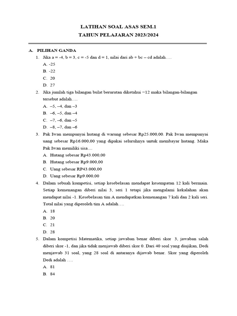 Latihan ASAS - Rev00 - 2324 | PDF