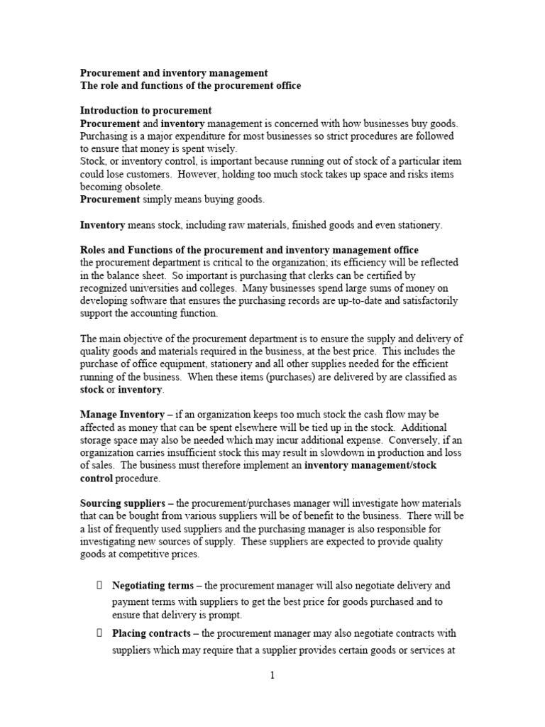 Unit 10 Study Guide Procurement and Inventory Management | PDF | Procurement | Inventory