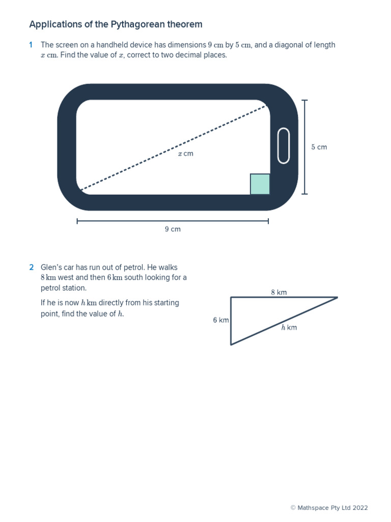 8.04 Applications of The Pythagorean Theorem - Worksheet | PDF | Length ...