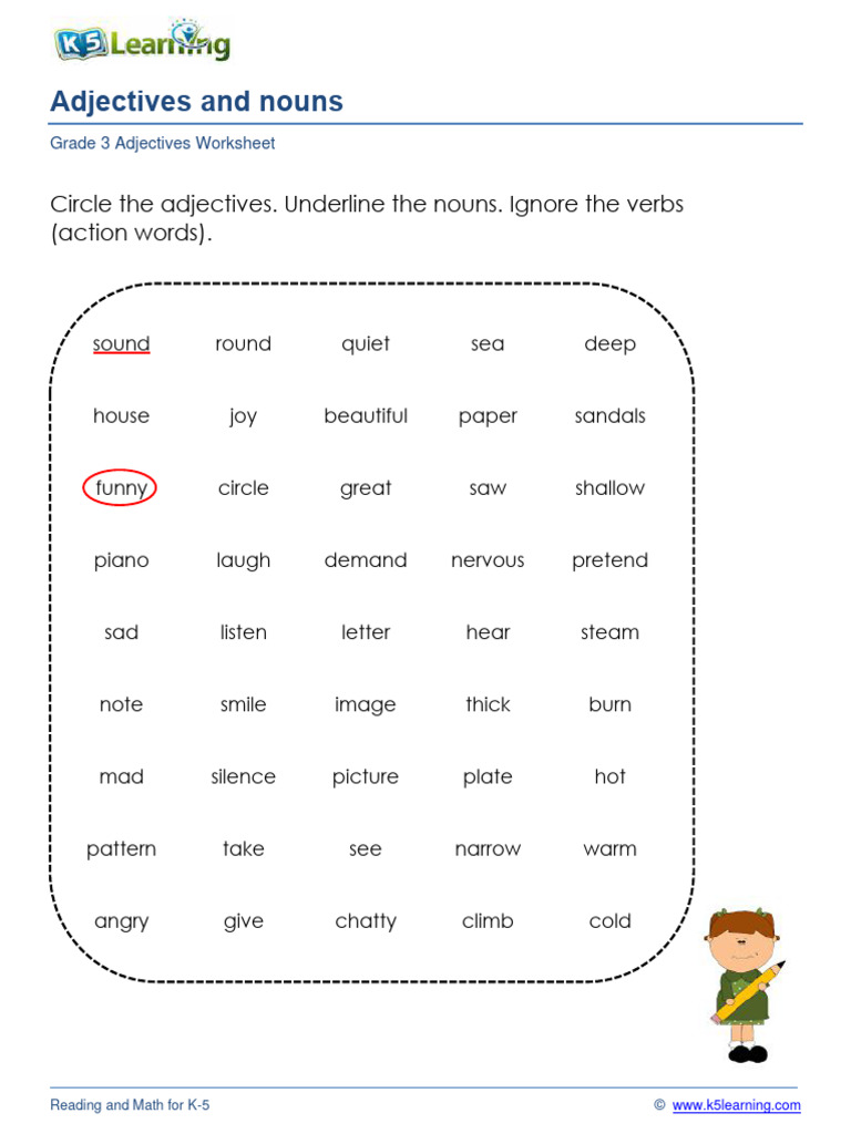 Grade 3 Adjectives Nouns B | PDF