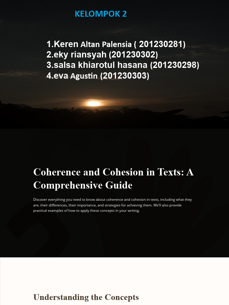 Coherence and Cohesion in Texts A Comprehensive Guide | PDF | Human Communication | Cognition