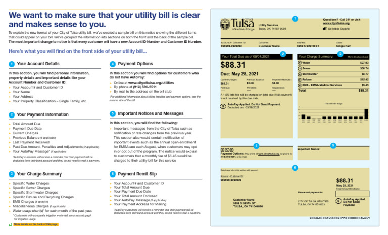 Cot Utility Bill Front Explanation | PDF | Fee | Money