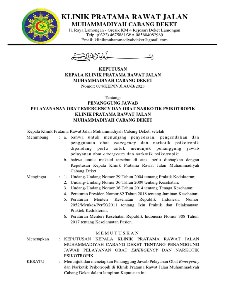 SK PJ OBAT EMERGENCY | PDF