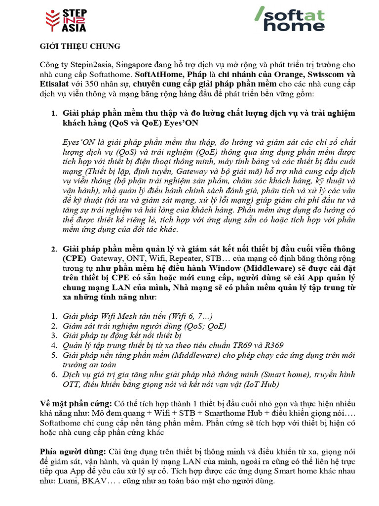 Gioi Thieu Cong Ty Softahome | PDF