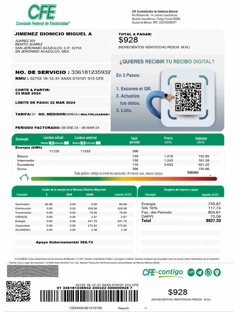 No. de Servicio:: Jimenez Dionicio Miguel A | PDF