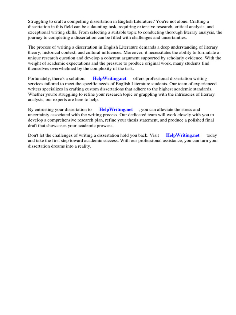 Dissertation Titles for English Literature | PDF | Thesis | Essays