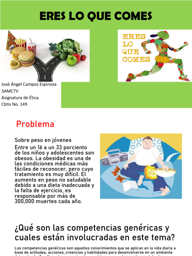 ERES LO QUE COMES Diapositivas-1 | PDF | Refresco | Alimentos