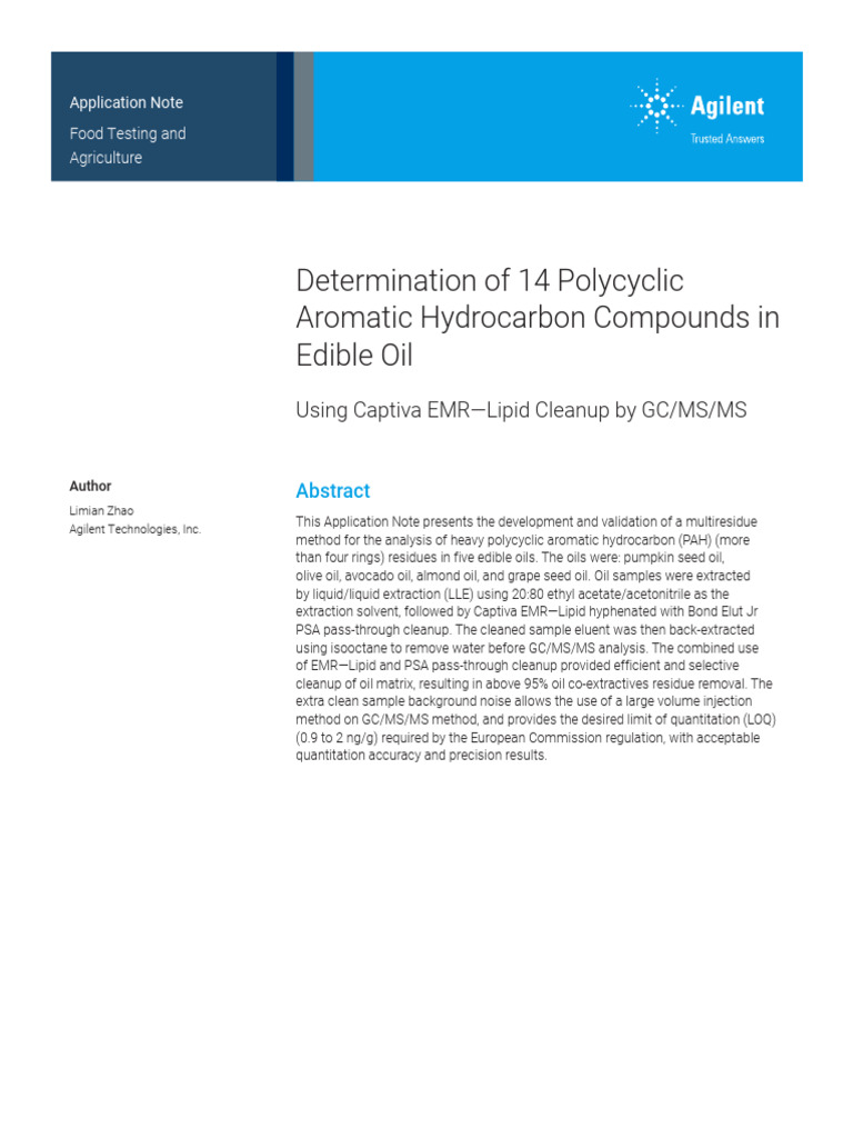 Heavy PAH Analysis in Edible Oils | PDF | Polycyclic Aromatic Hydrocarbon | Gas Chromatography