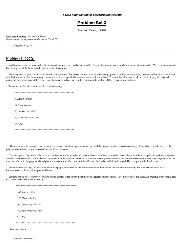 1.124J Foundations of Software Engineering Problem Set 3 | PDF | Class (Computer Programming ...