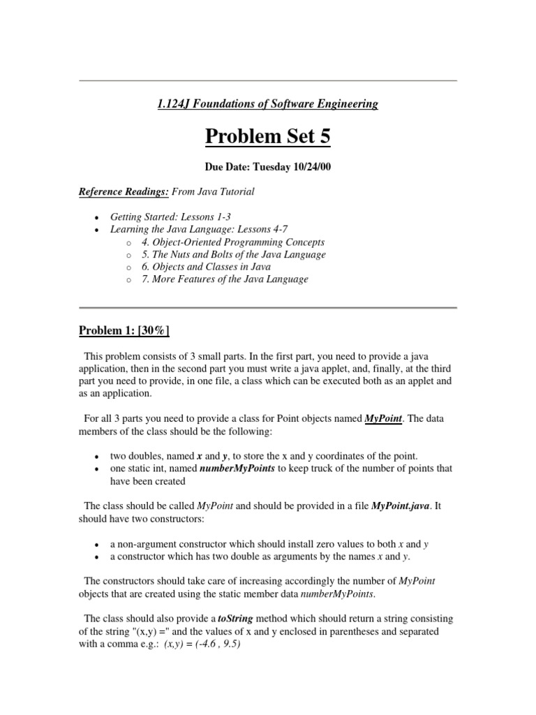 1.124J Foundations of Software Engineering Problem Set 5 | PDF | Method (Computer Programming ...