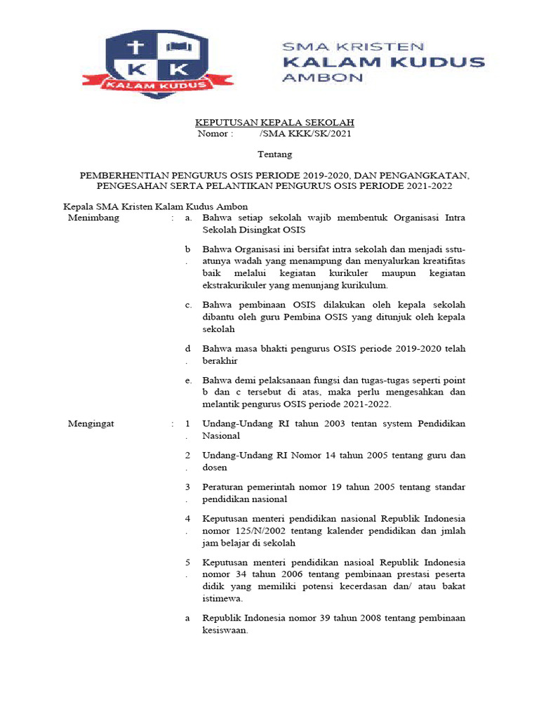 SK Osis & MPK 2021 | PDF