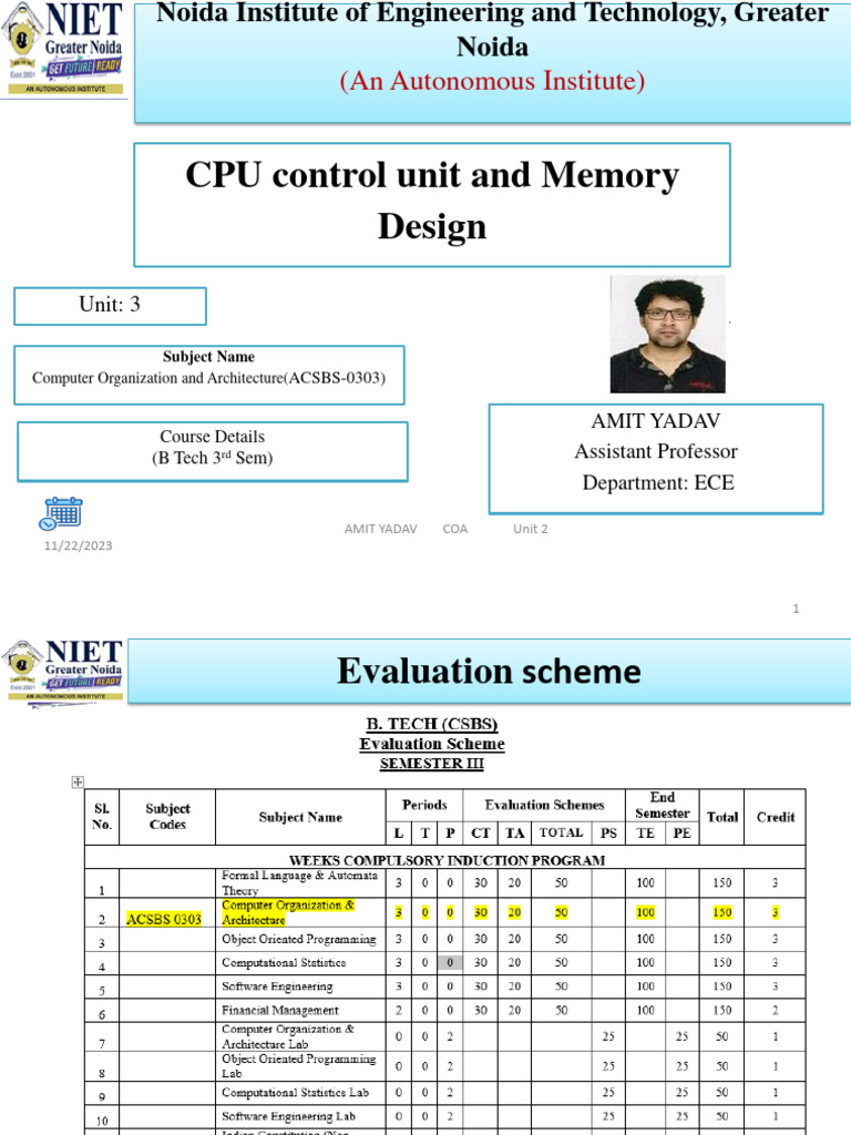 Unit3_PPT_CSBS COA-1 | PDF | Random Access Memory | Cpu Cache
