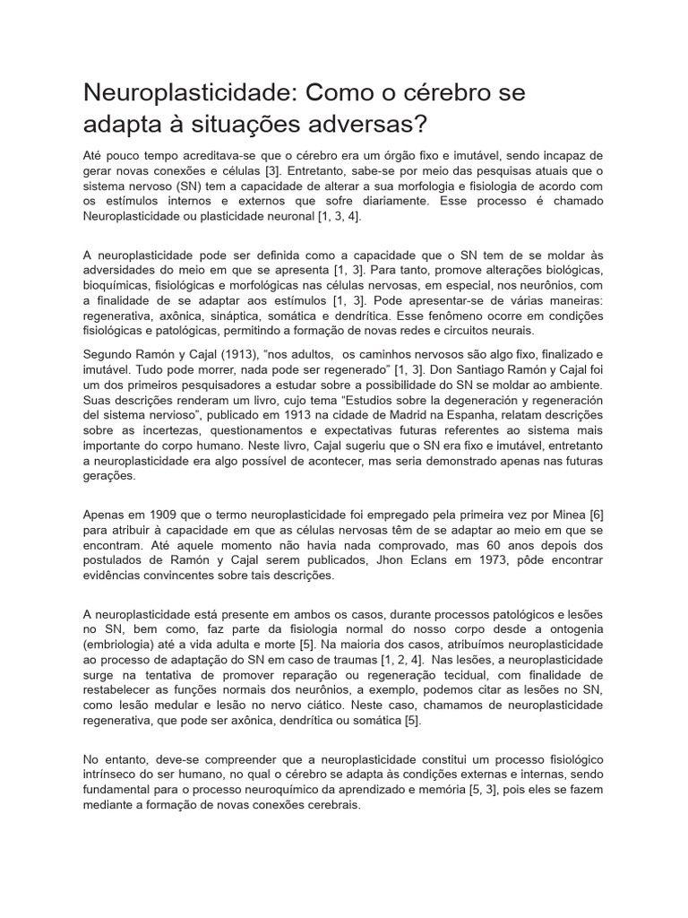 Neuroplasticidade_ Como o cérebro se adapta à situações adversas_ | PDF ...