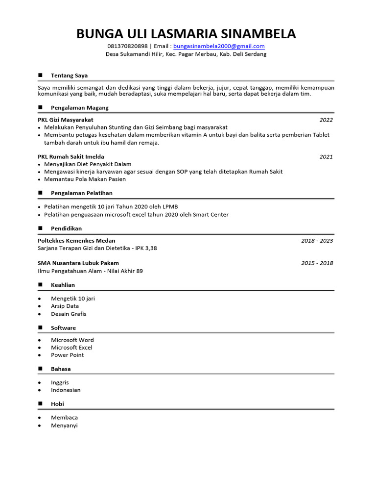Bunga Uli Lasmaria Sinambela (CV ATS 003) 02 | PDF