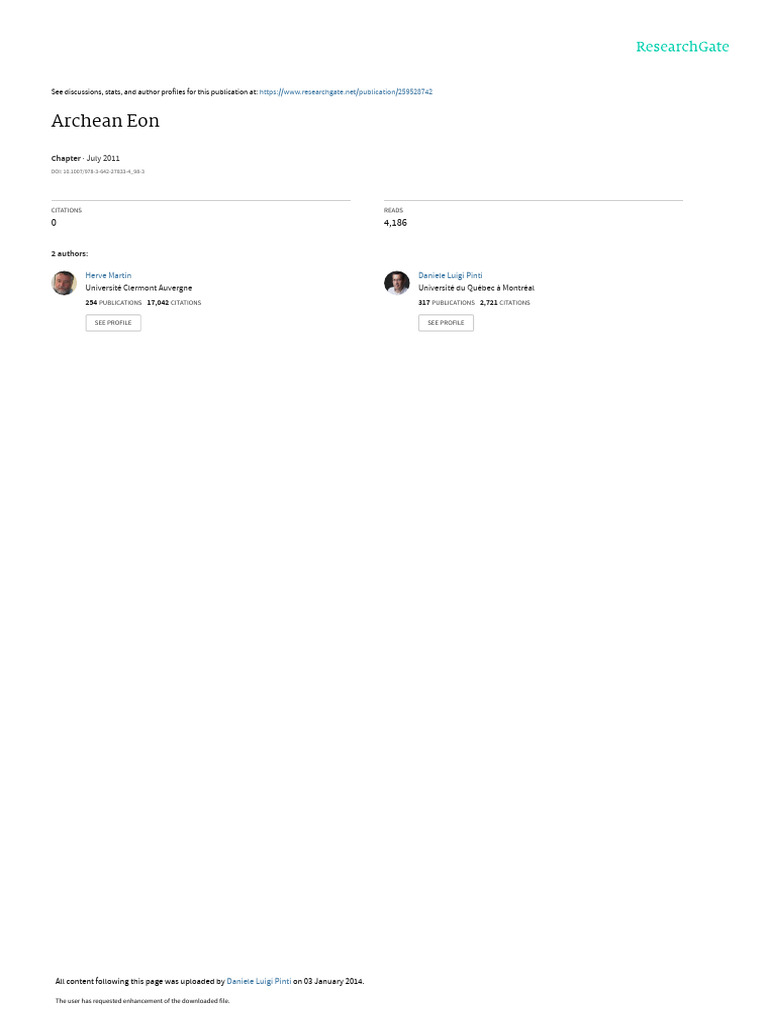 Archean Eon | PDF | Magma | Basalt