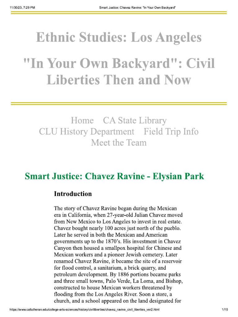 Smart Justice - Chavez Ravine - in Your Own Backyard | PDF