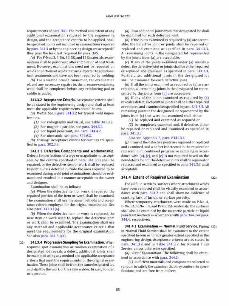 Acceptance Criteria - ASME B31.3 2022 | PDF | Nondestructive Testing ...