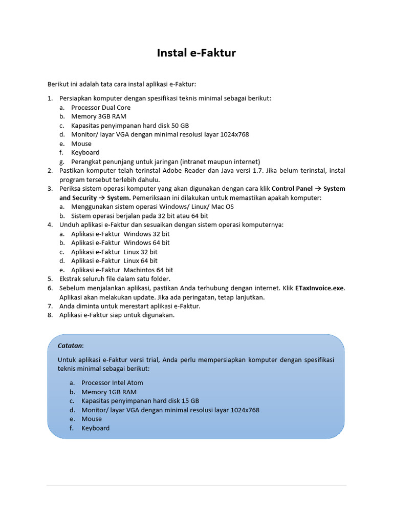 Petunjuk Penggunaan E-Faktur | PDF