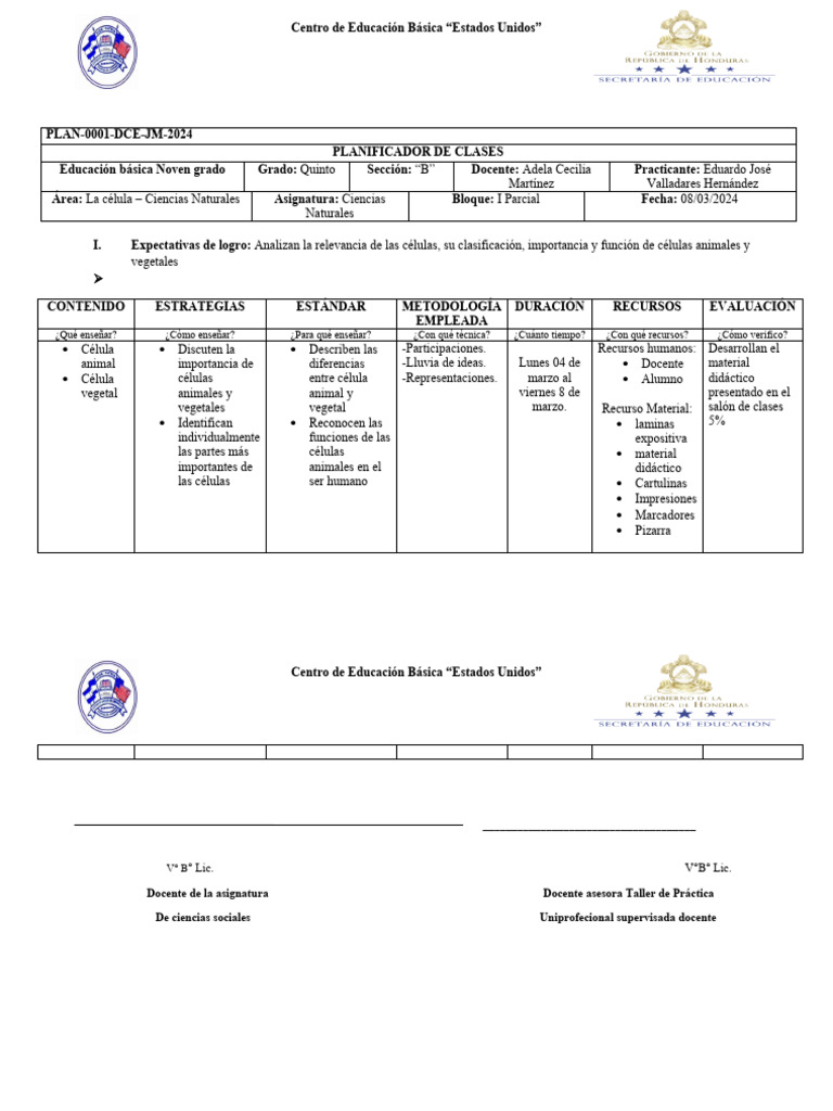 Ejemplo 2 de Plan Estandar Escuela Estados Unidos | PDF | Maestros ...