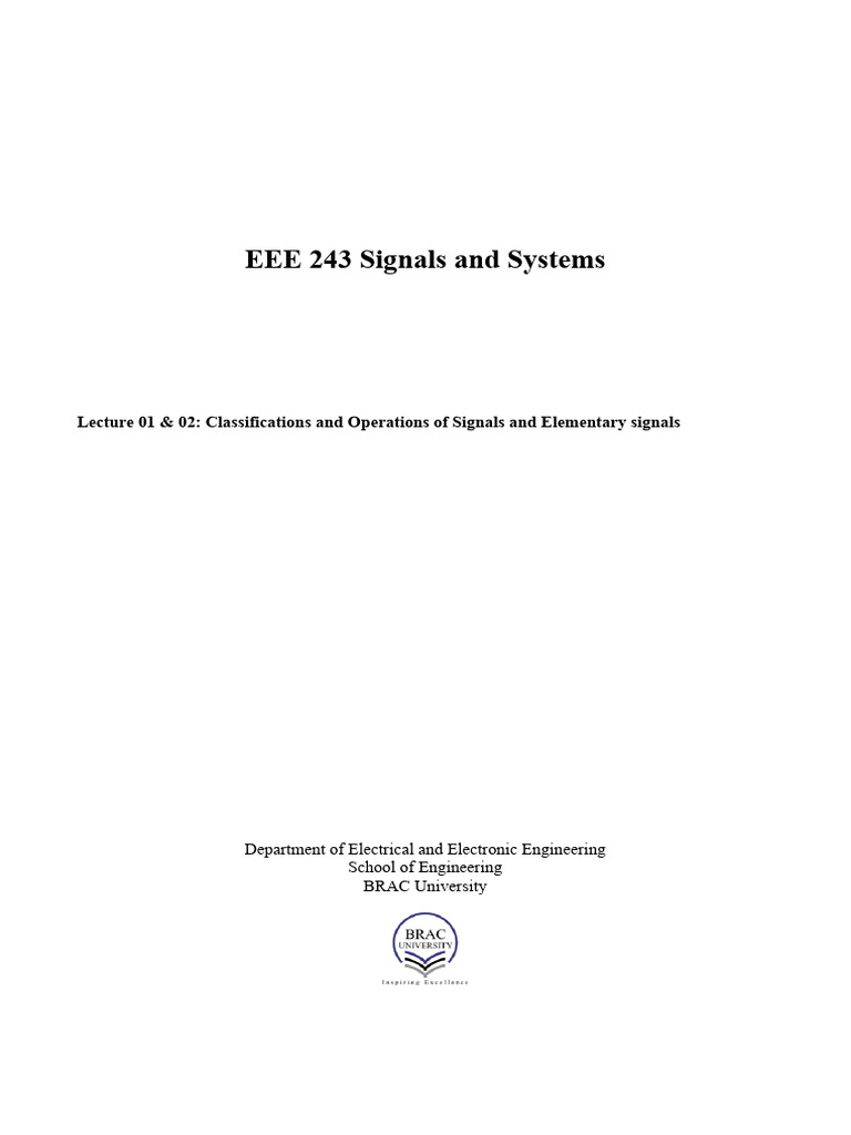 RKS Signals and Systems Lecture 01 03 | PDF | Discrete Time And ...