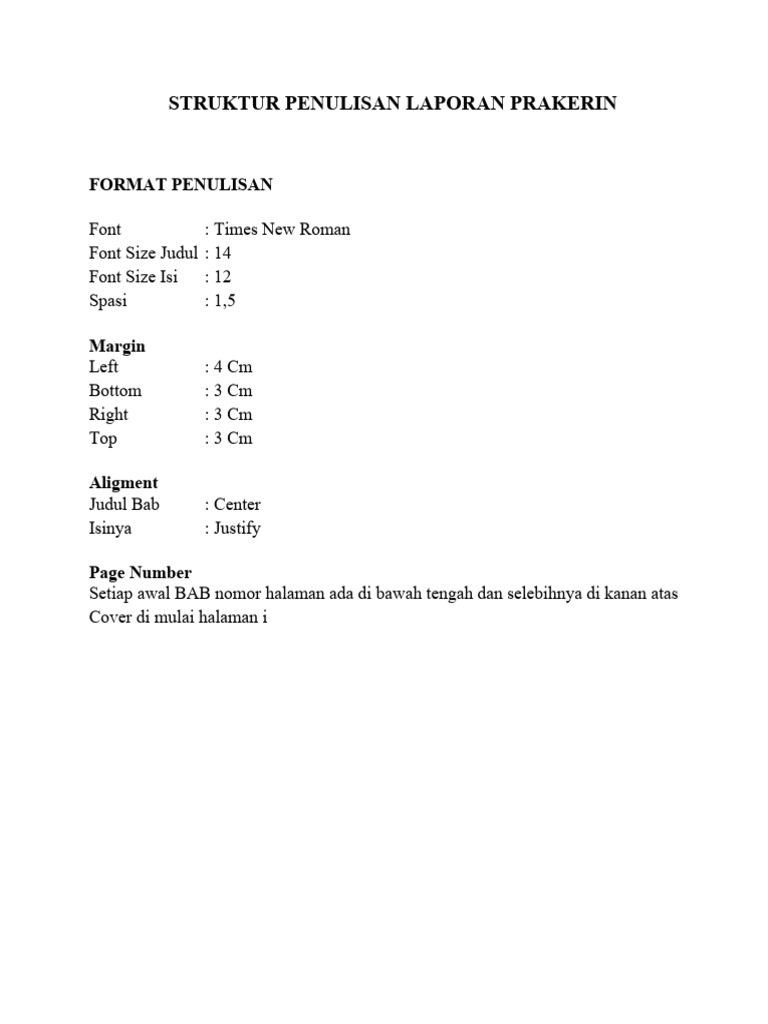 Struktur Penulisan Laporan Prakerin | PDF