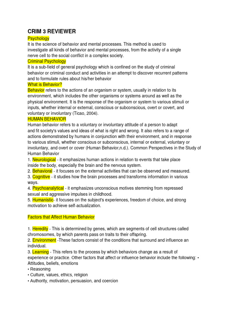 Crim 3 Reviewer | PDF | Stress (Biology) | Major Depressive Disorder