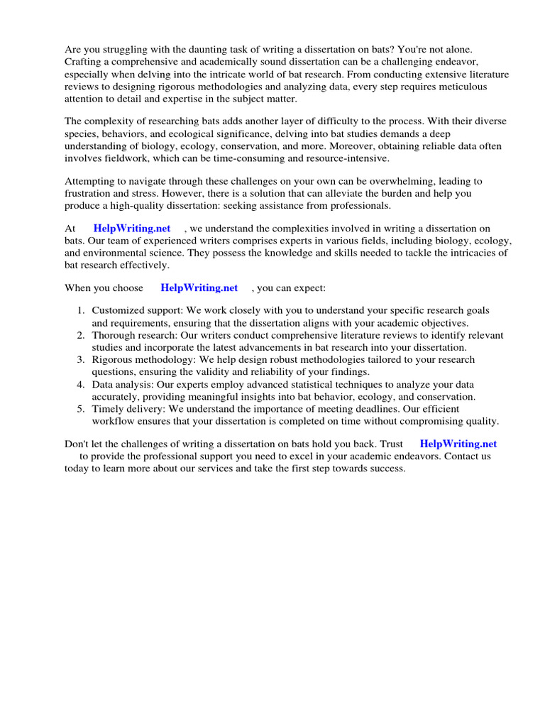 Dissertation On Bats | PDF | Bat | Methodology