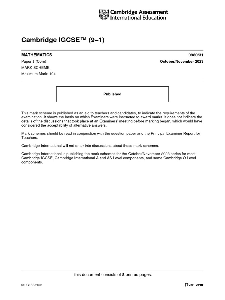 Cambridge Igcse ™ 9 1 Mathematics 0980 31 Pdf Mathematics