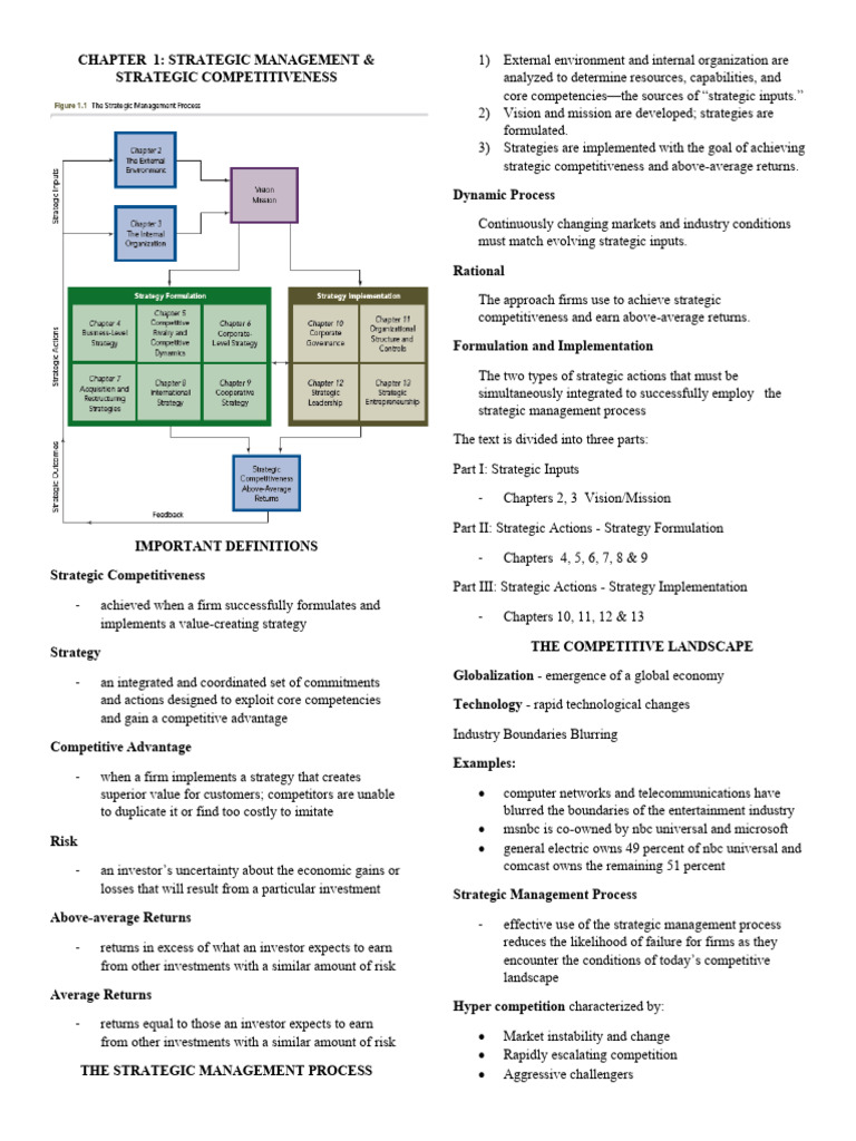 CHAPTER 1 Strat Man | PDF | Strategic Management | Competitive Advantage