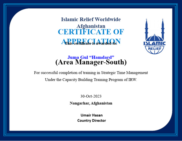 IRW Trainign Certificates | PDF | Afghanistan