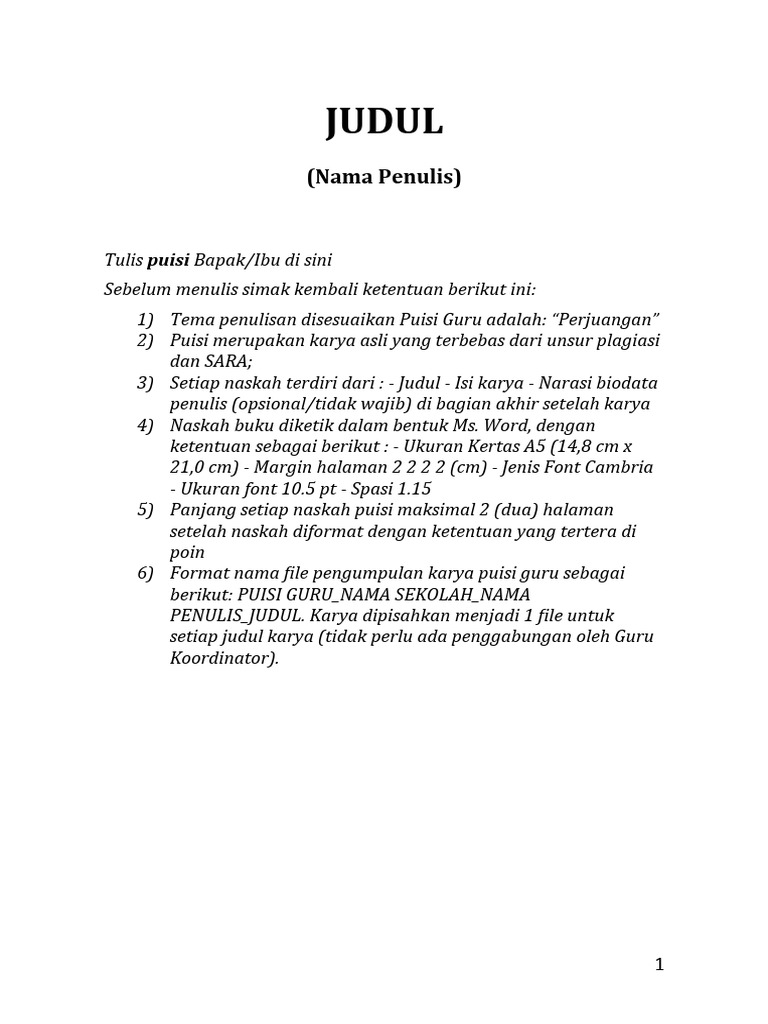 Panduan Penulisan Puisi Perjuangan | PDF | Puisi