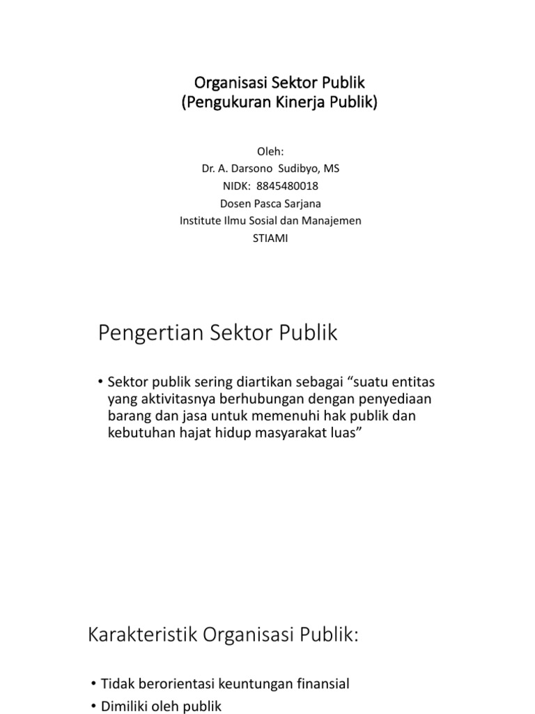 Sektor Publik Dan Pengukuran Kinerja 1 | PDF