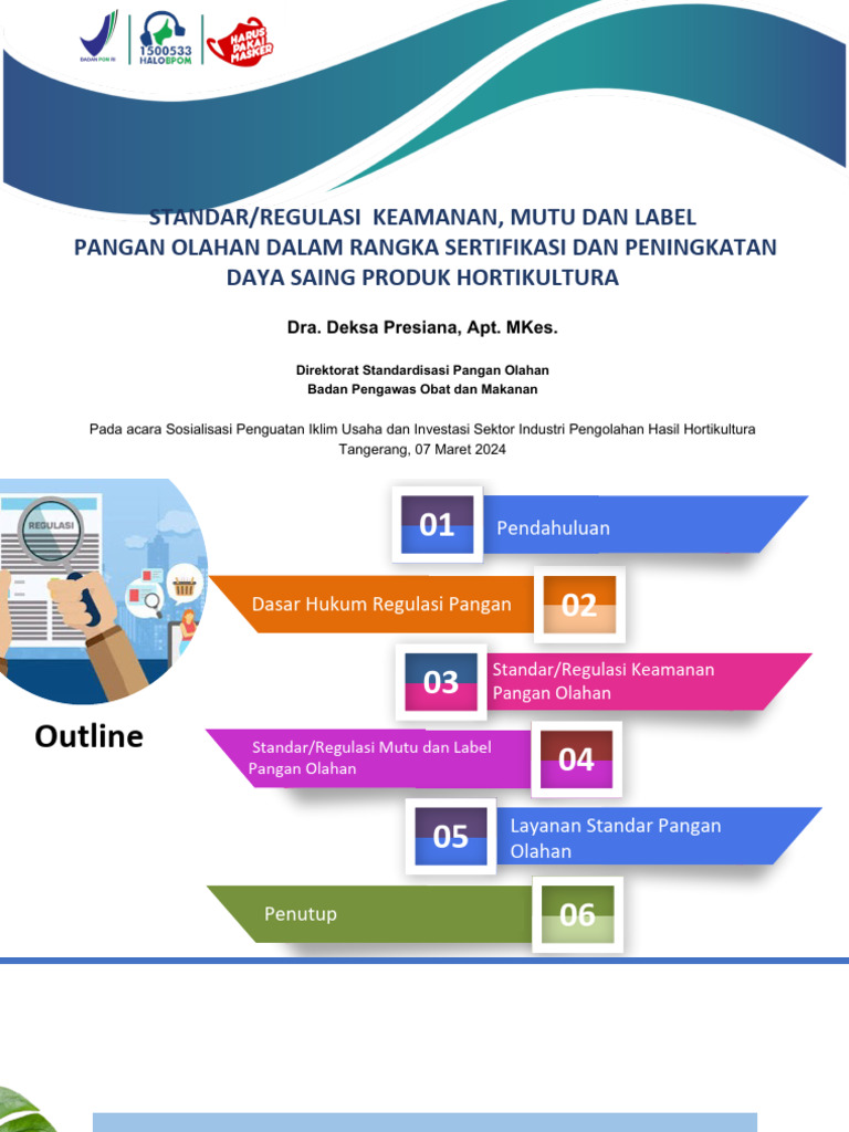 BPOM Standar Keamanan, Mutu Label PO Kemenperind 070324 Deksa | PDF