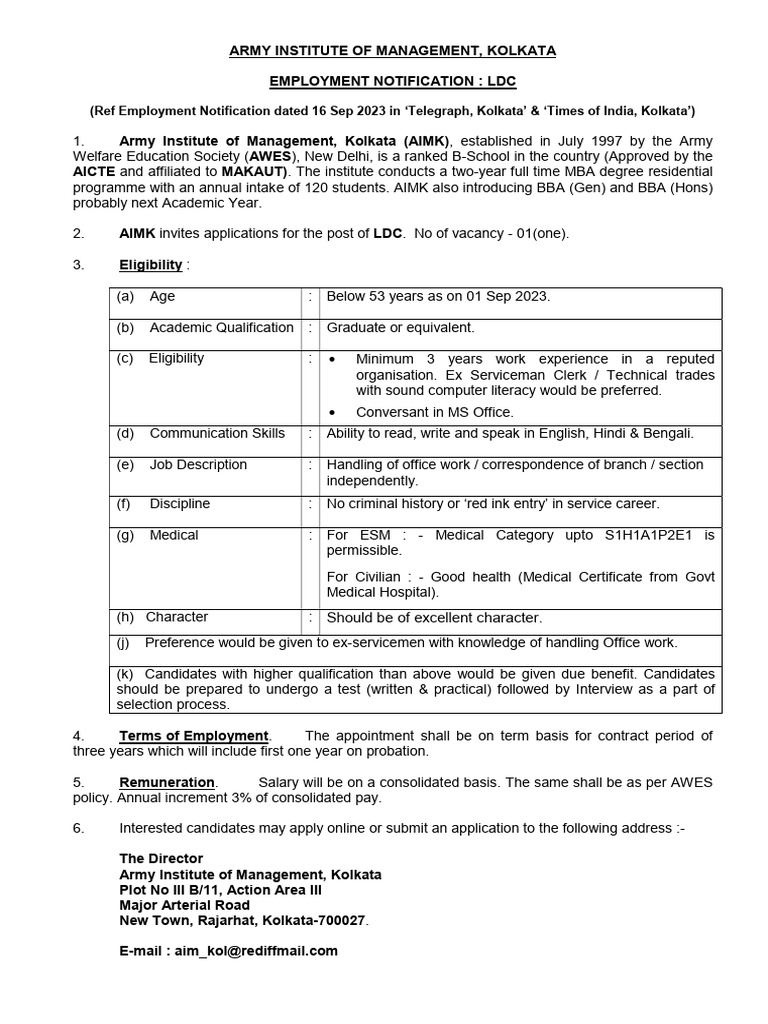 LDC Recruitment Notification 2023 | PDF