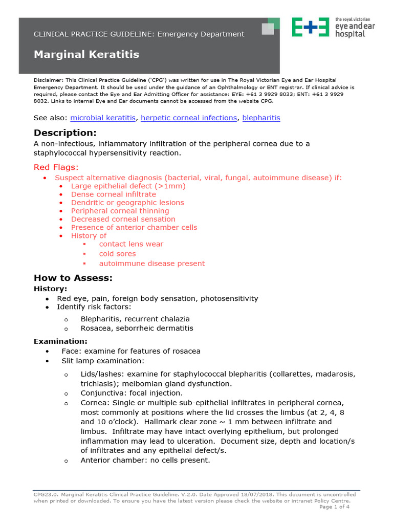 Marginal Keratitis Guideline CPG | PDF | Diseases And Disorders | Human Eye