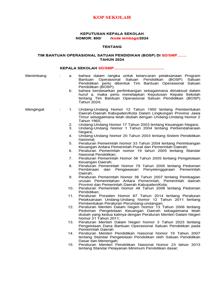 SK TIM BOSP Satdik TAHUN 2024_rev | PDF