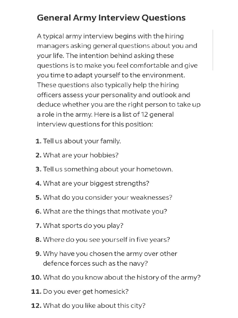 Army Interview | PDF