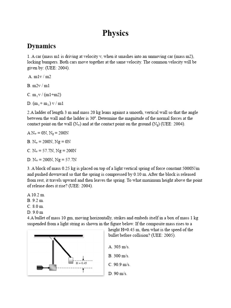 Physics Dynamics Problems and Solutions | PDF | Force | Acceleration