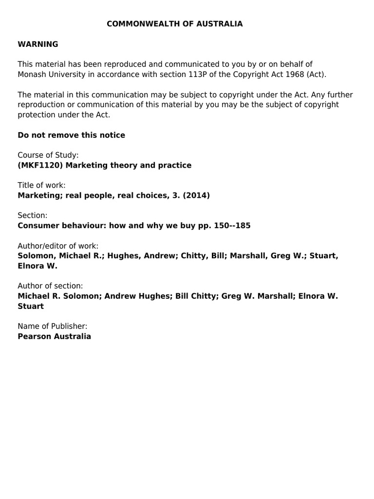 MKF1120 W4 Reading Consumer Behaviour | PDF | Decision Making ...