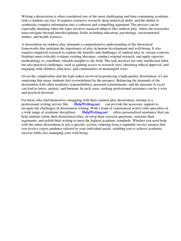 Outdoor Play Dissertation Titles | PDF | Thesis | Constructivism (Philosophy Of Education)