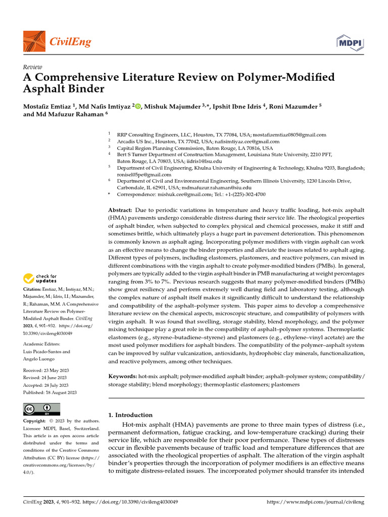 Civileng 04 00049 v3 | PDF | Oil Refinery | Polymers