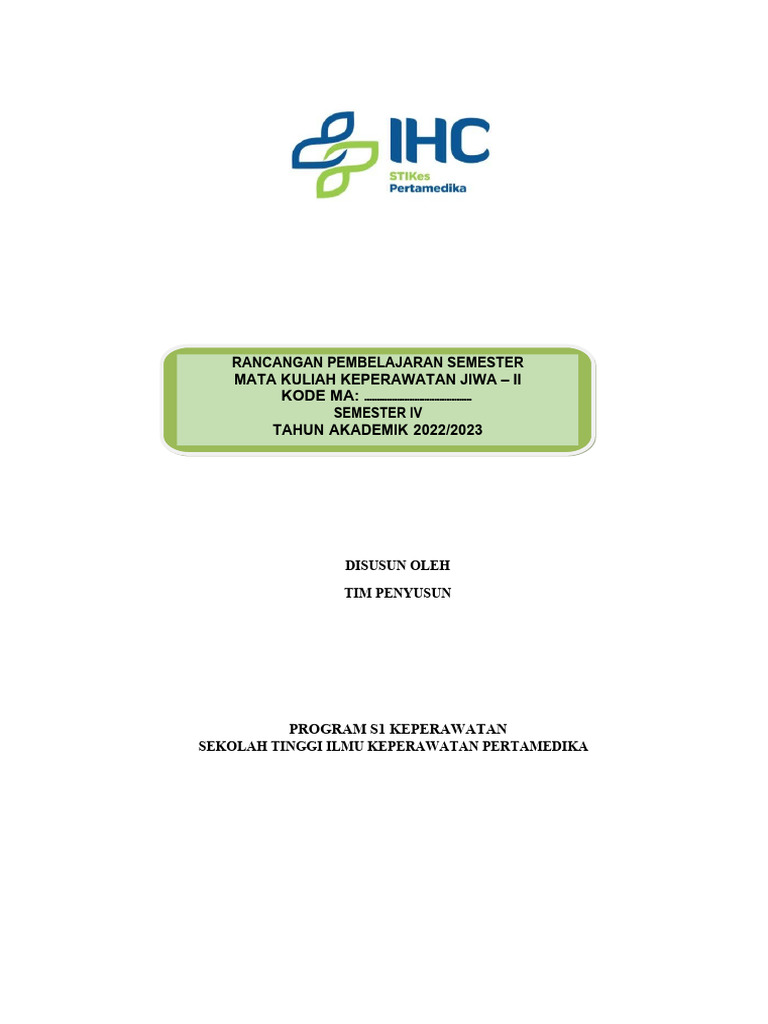 Rps-Keperawatan Kesehatan Jiwa & Psikososial | PDF