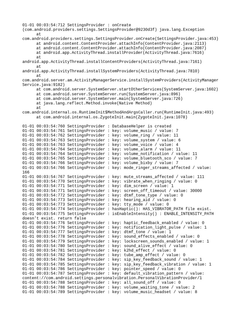 Android SettingsProvider Log Details | PDF | Java (Programming Language ...