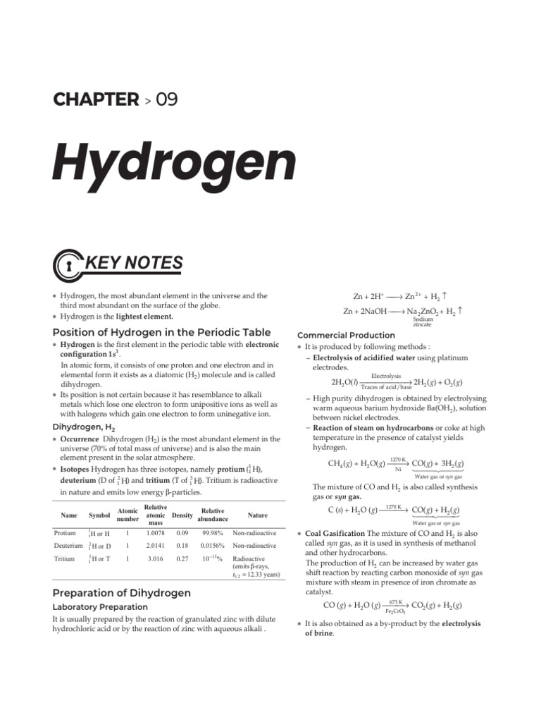9. Hydrogen | PDF | Hydrogen | Hydride